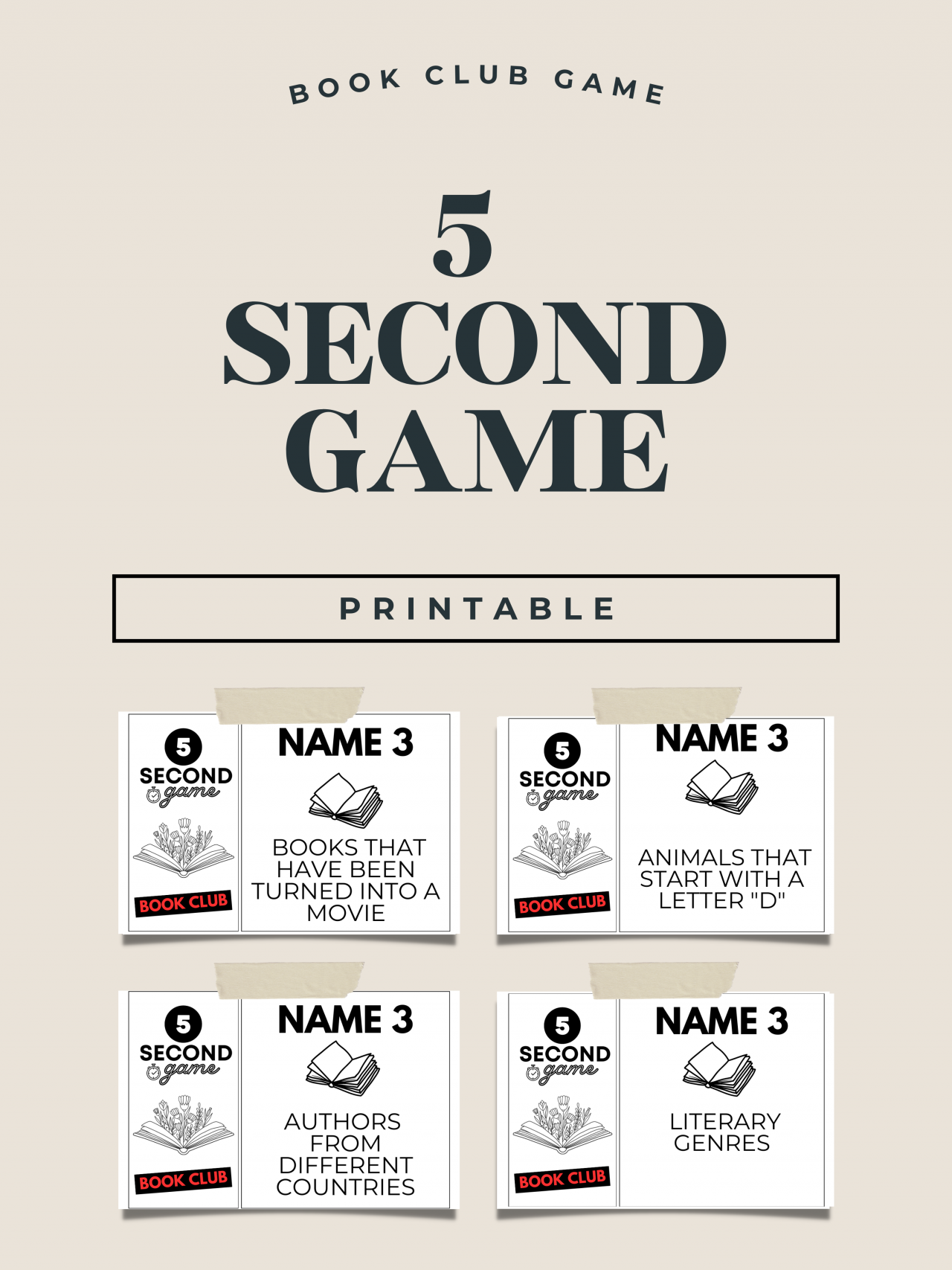 Printable Book Club Games For Your Next Meeting