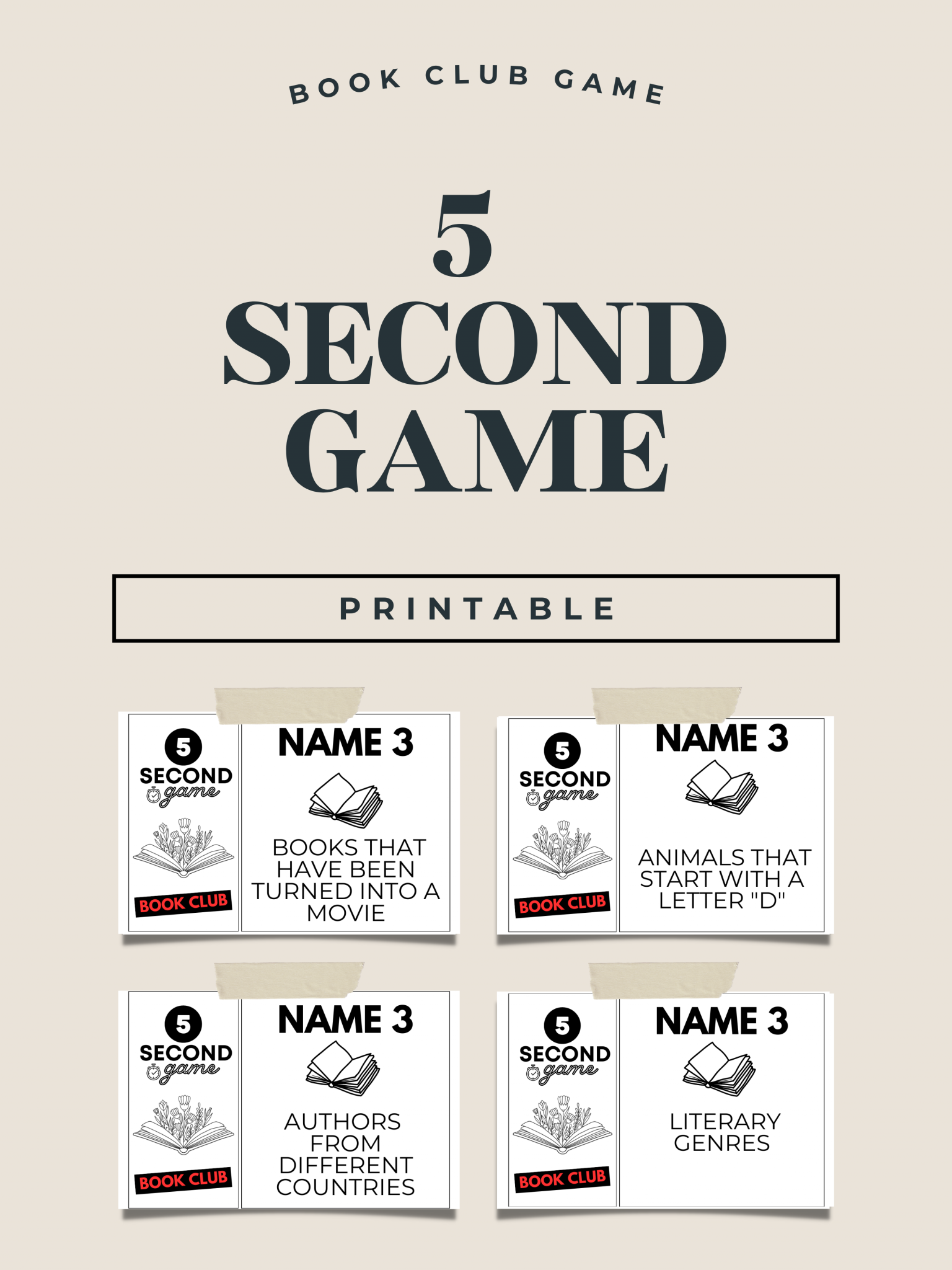 Printable Book Club Games For Your Next Meeting