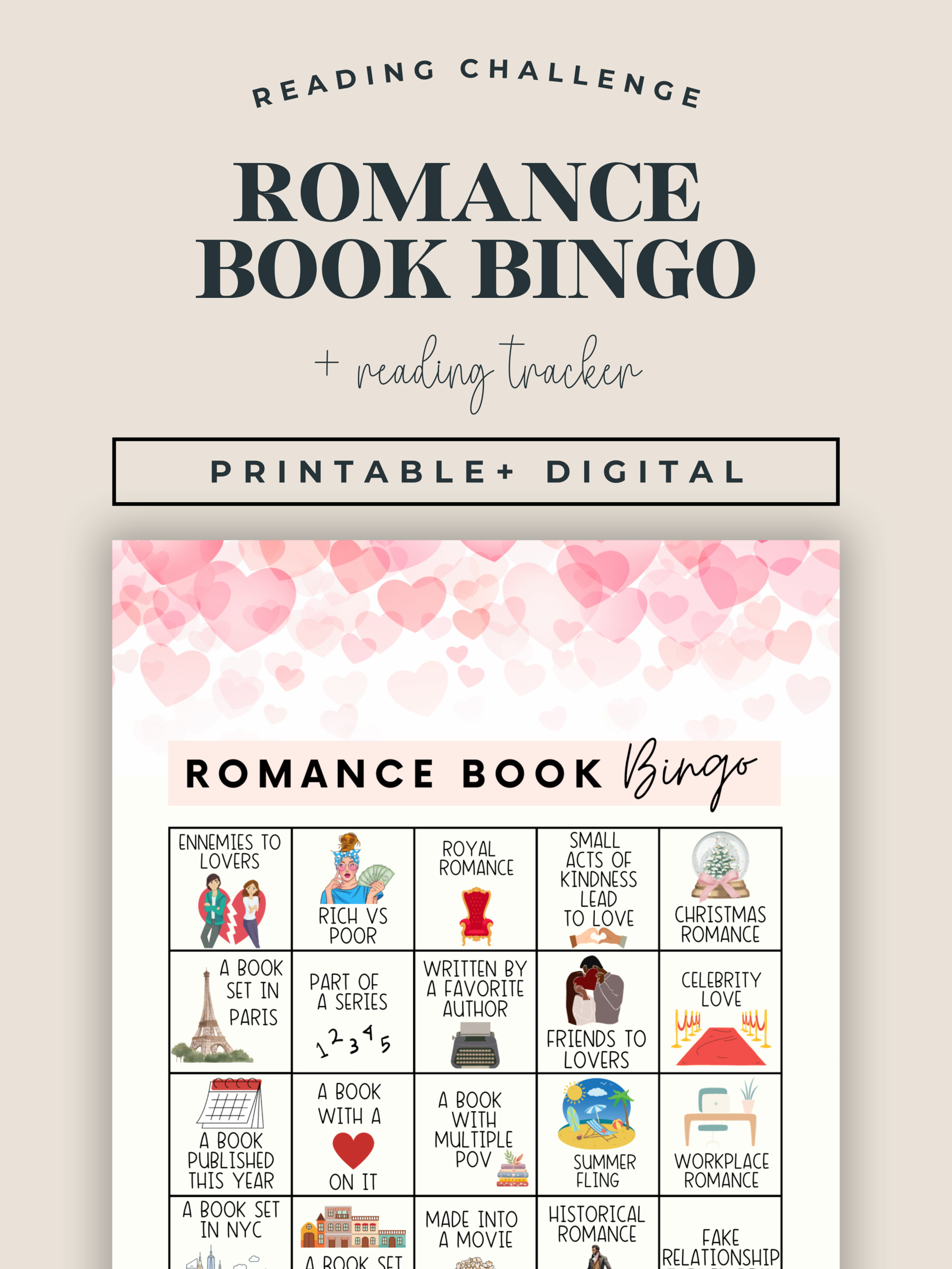 Book Bingo Romance Edition Printable And Digital