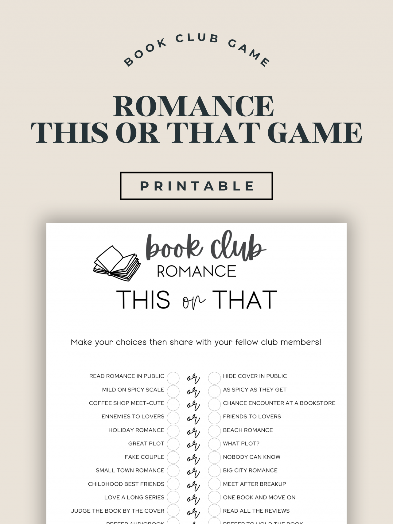 Printable Book Club Games For Your Next Meeting
