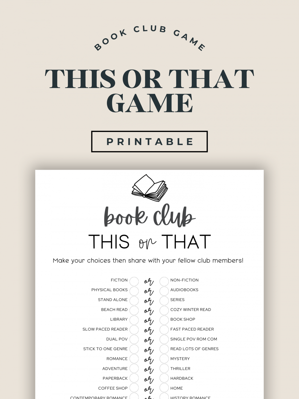 Printable Book Club Games For Your Next Meeting