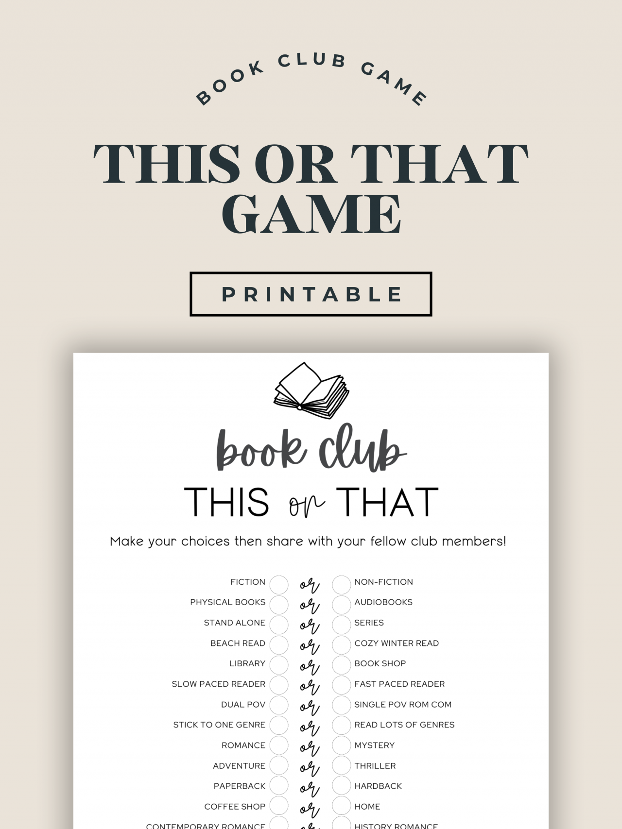Printable Book Club Games For Your Next Meeting